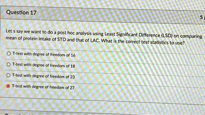 lets say we want to do a post hoc analysis using least significant ...