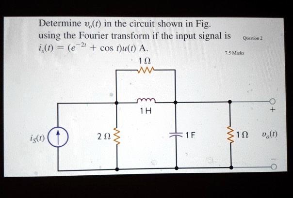 SOLVED: Determine v in the circuit shown in Fig using the Fourier transform if the input signal ...
