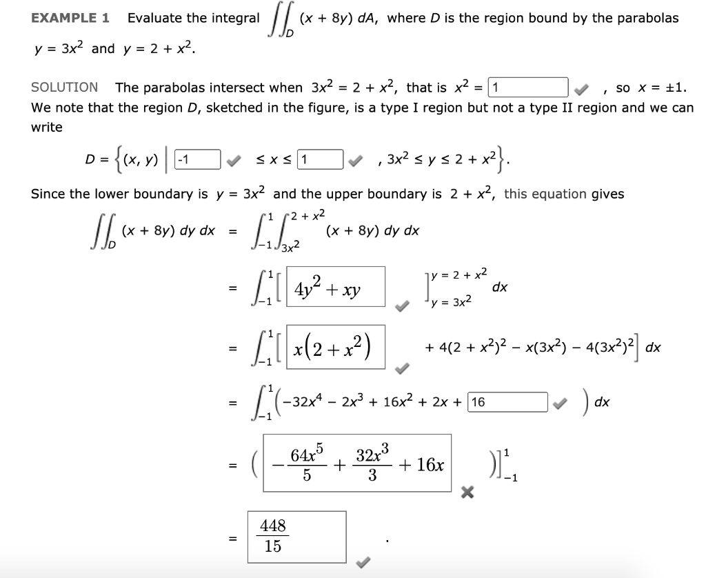 SOLVED: EXAMPLE 1 Evaluate the integral fis (x + 8y) dA, where D is the ...