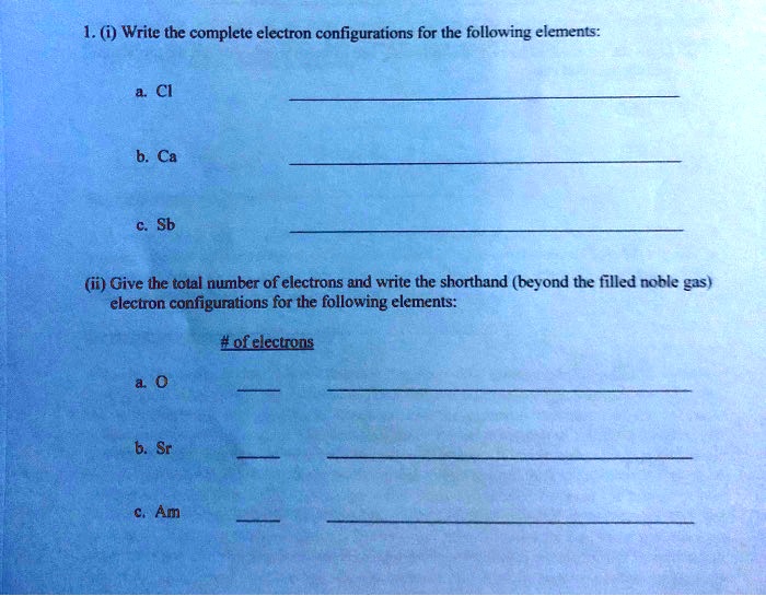 SOLVED: Write the complete electron configurations for the following ...