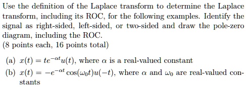 SOLVED: Use the definition of the Laplace transform to determine the ...