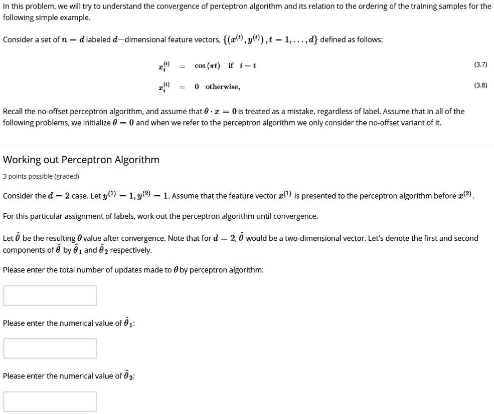 Solved In This Problem We Will Try To Understand The Convergence Of The Perceptron Algorithm 6876