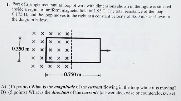 SOLVED: Part of a single rectangular loop of wire with dimensions shown in the figure is ...
