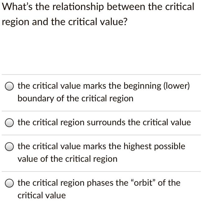 SOLVED: What's the relationship between the critical region and the ...