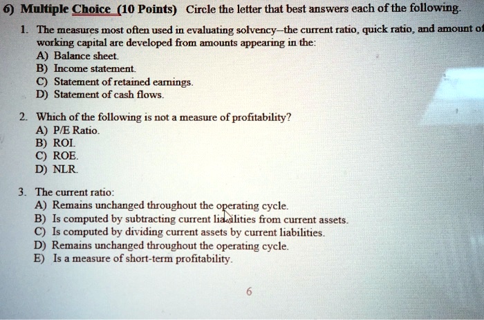 SOLVED: Multiple Choice (10 Points Circle the letter that best answers each of the following 1 ...
