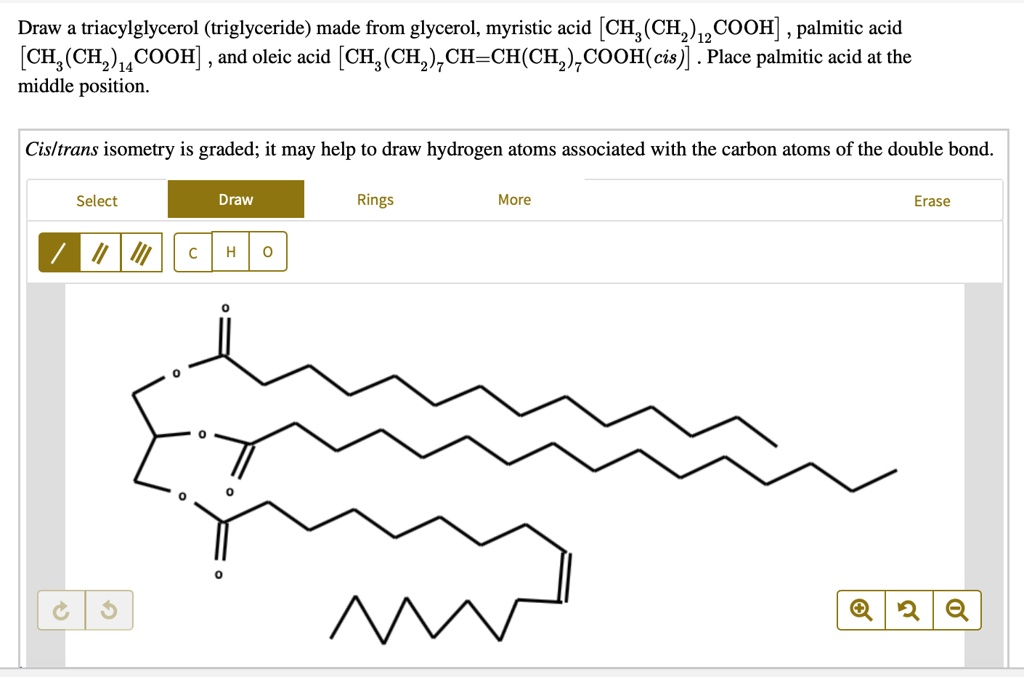 Draw a triacylglycerol (triglyceride) made from glycerol,...