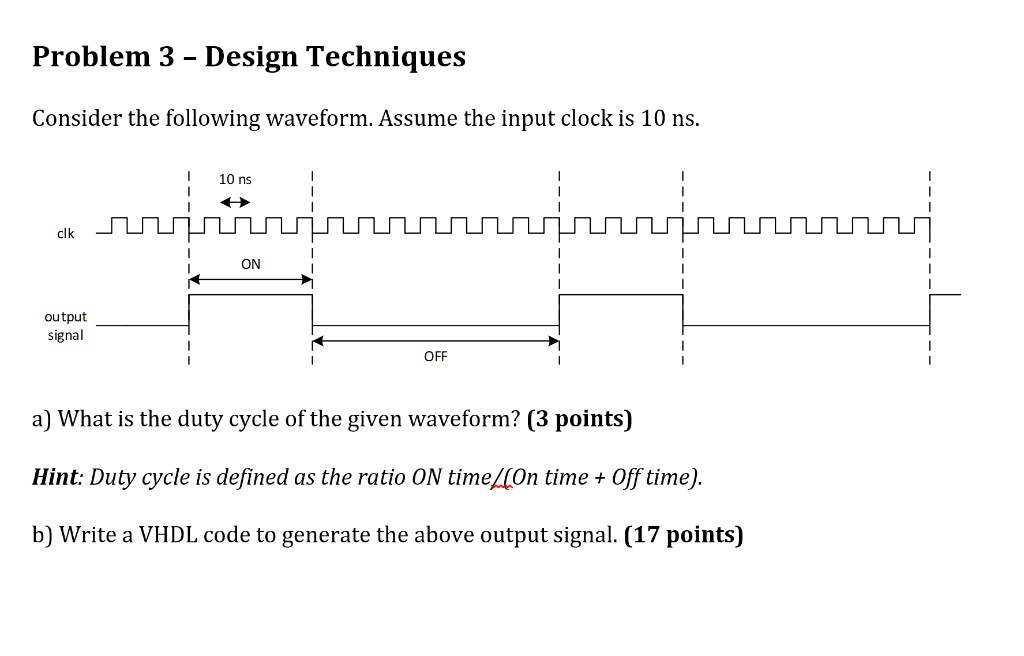 Solved Problem 3 Design Techniques Consider The Following Waveform Assume The Input Clock Is