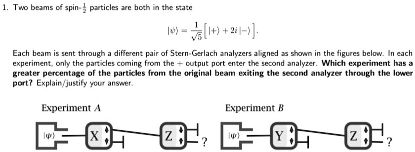 SOLVED: Two beams of spin- (1)/(2) particles are both in the state |psi ...