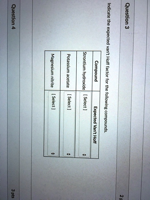 SOLVED: Indicate the Question 3 expected van't Hoff factor for the following compounds ...