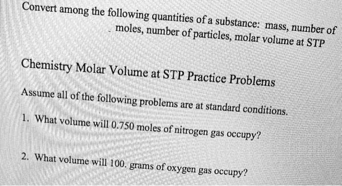 SOLVED: Convert among the following quantities of a substance: moles ...