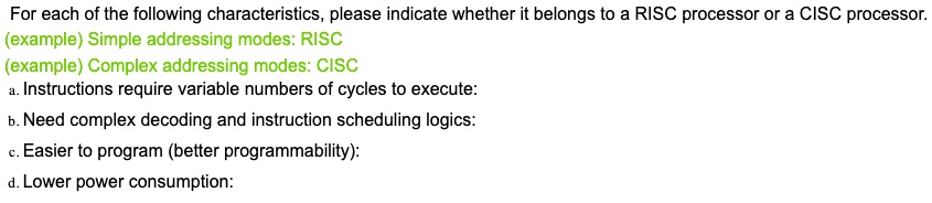 Solved Texts For Each Of The Following Characteristics Please