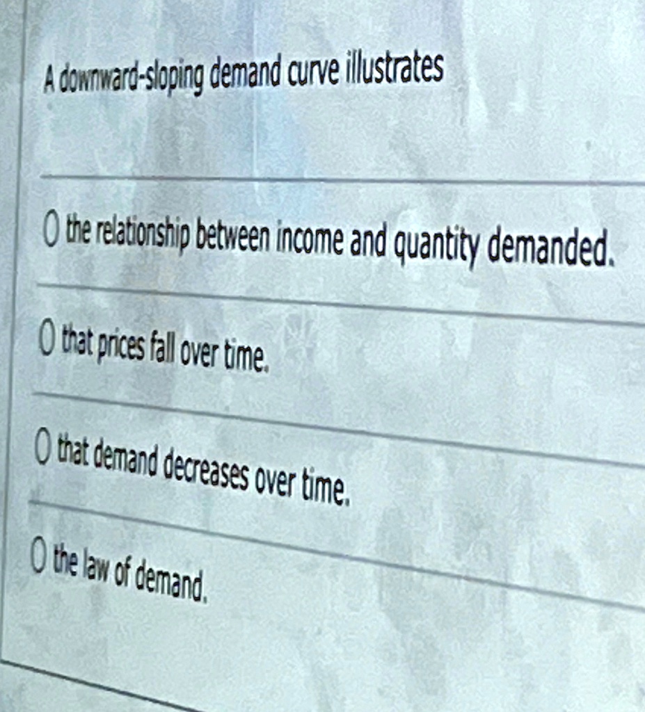 SOLVED: A downward-sloping demand curve illustrates - the relationship ...