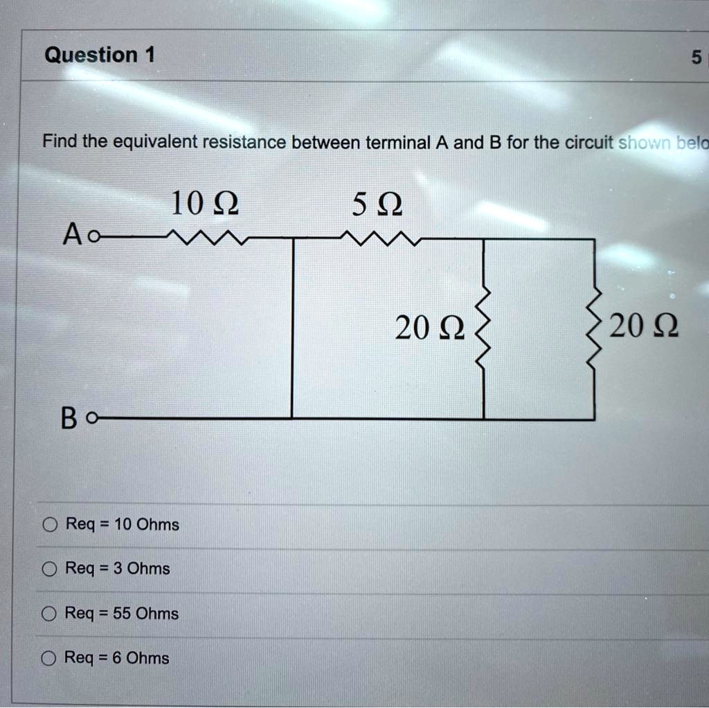 Find the equivalent resistance between terminal A and B for the circuit shown below. 100 59 Ao ...
