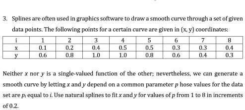 SOLVED: Splines are often used in graphics software to draw a smooth ...