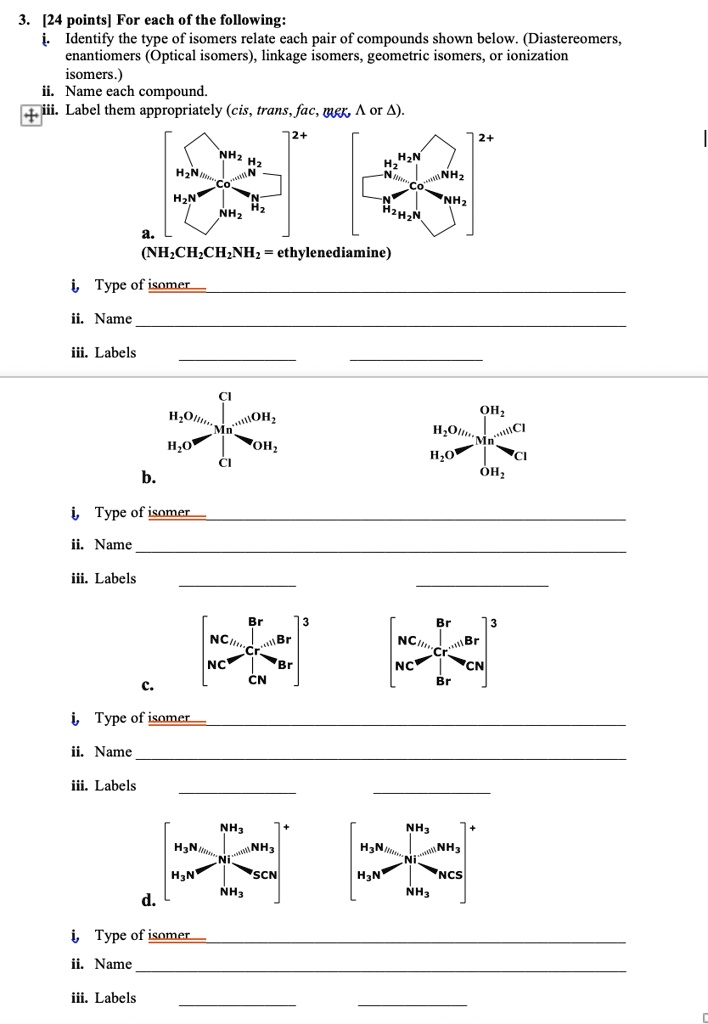 24 points for each of the following identify the type of isomers relate ...