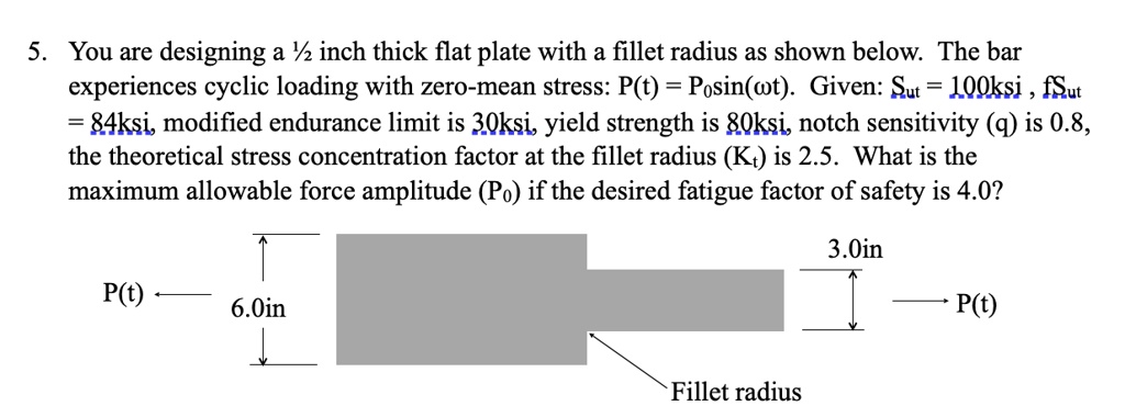 5. You are designing a ½ inch thick flat plate with a fillet...