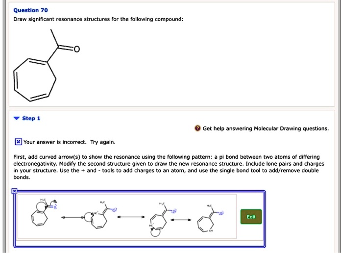 question 70 draw significant resonance structures for the following compound stcp get help ...