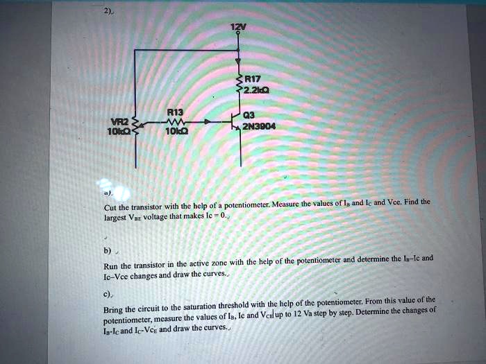 VIDEO solution: R17 R13 MM 10kÎ© VR2 100Î© 2N3904 Cut the transistor with the help of a ...