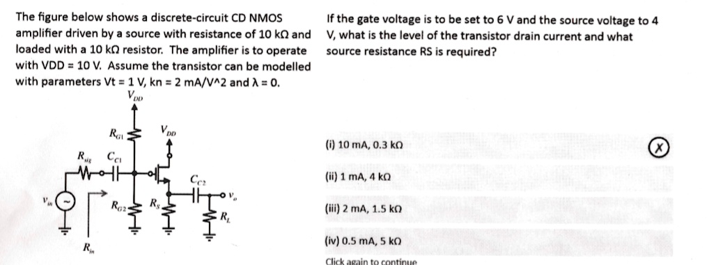 SOLVED: The figure below shows a discrete-circuit CD NMOS. If the gate ...
