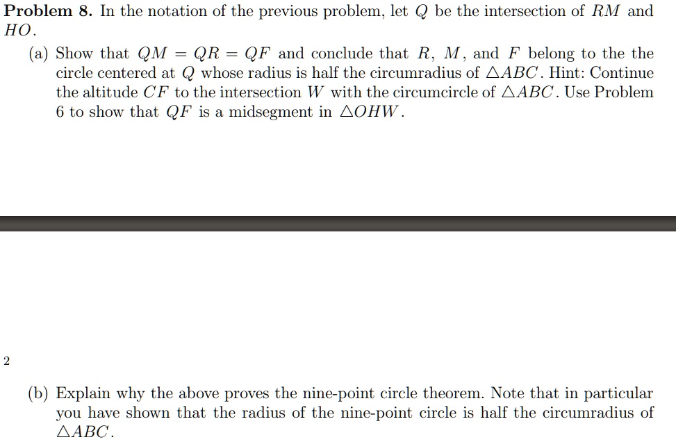 problem 8 in the notation of the previous problem let be the intersection of rm and ho show that ...