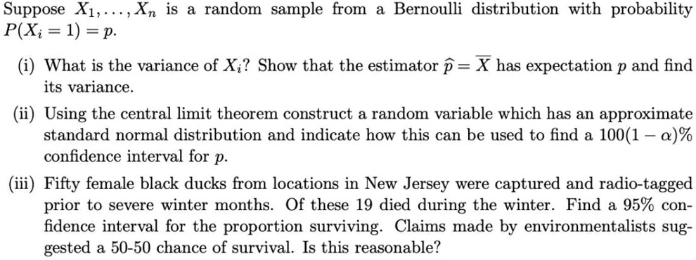 Solved Suppose X1 Xn Is A Random Sample From P Xi 1 P A
