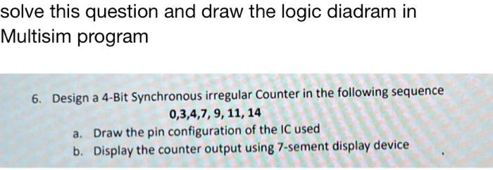 SOLVED: Solve this question and draw the logic diagram in Multisim program. Design a 4-Bit ...