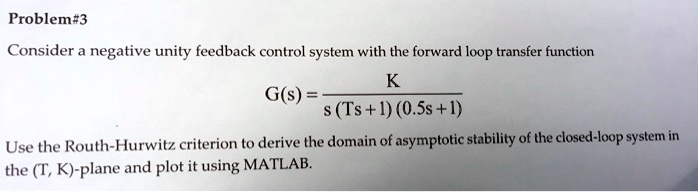 SOLVED: Consider a negative unity feedback control system with the ... SOLVED: Consider a negative unity feedback control system with the ...