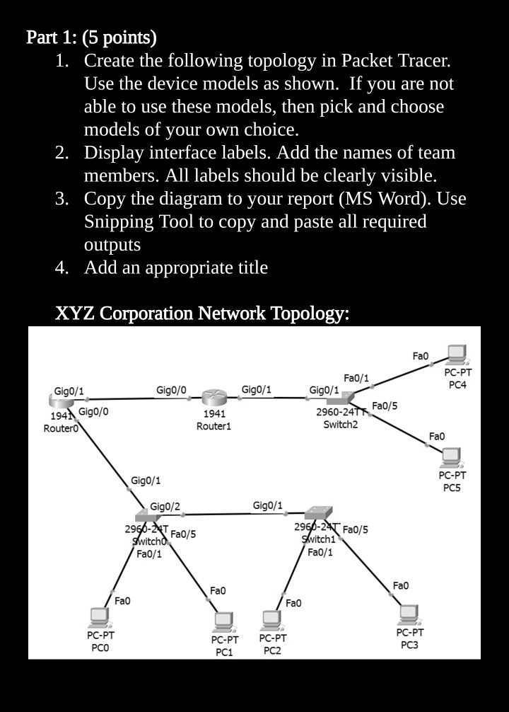 SOLVED: Create and configure a network using the Packet Tracer network ...
