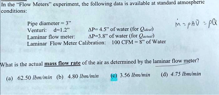 SOLVED: Need help solving this problem, not sure if we use Bernoulli's equation. In the "Flow ...