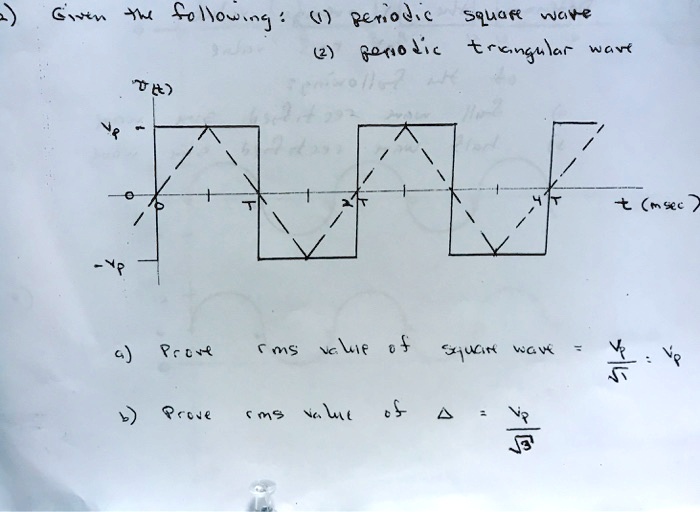 SOLVED: (a) Prove rms value of a square wave = Vp/sqrt(2) (b) Prove rms ...