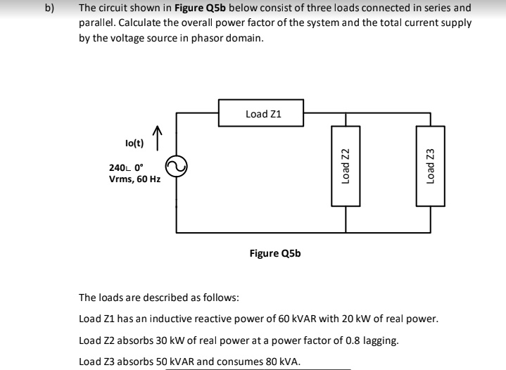 SOLVED: b) The circuit shown in Figure Q5b below consists of three ...