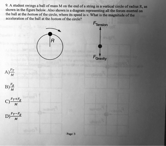 a student swings ball of mass m on the end of a string in vertical ...