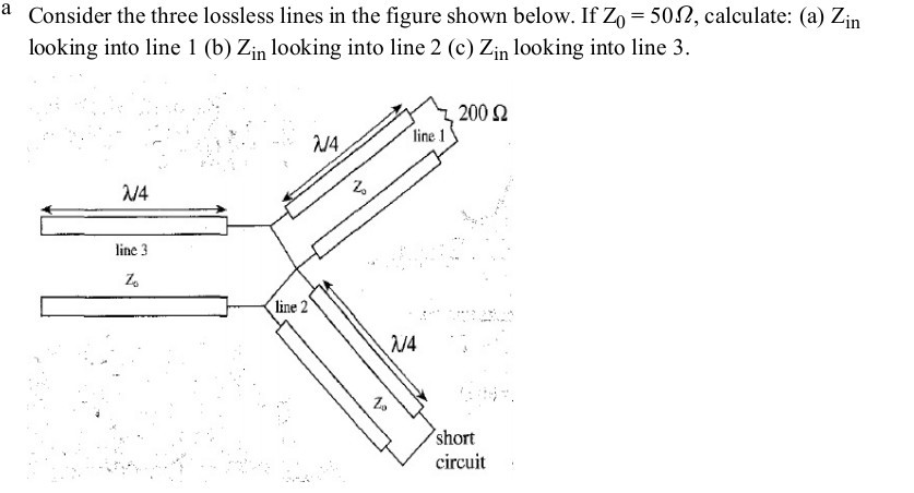 SOLVED: a Consider the three lossless lines in the figure shown below ...