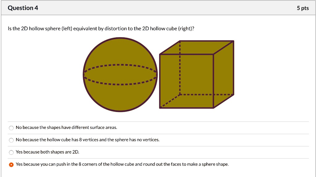 SOLVED: Question 4 5 pts Is the 2D hollow sphere (left) equivalent by ... SOLVED: Question 4 5 pts Is the 2D hollow sphere (left) equivalent by ...