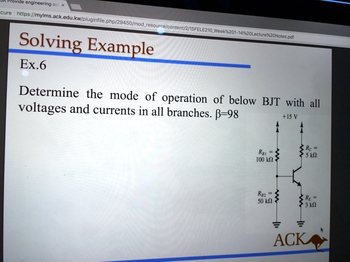 SOLVED: Solving Example Ex.6: Determine the mode of operation of the ...