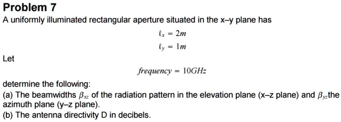 SOLVED: Problem 7: A uniformly illuminated rectangular aperture ...