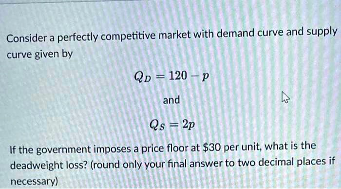 Consider a perfectly competitive market with demand curve and supply ...