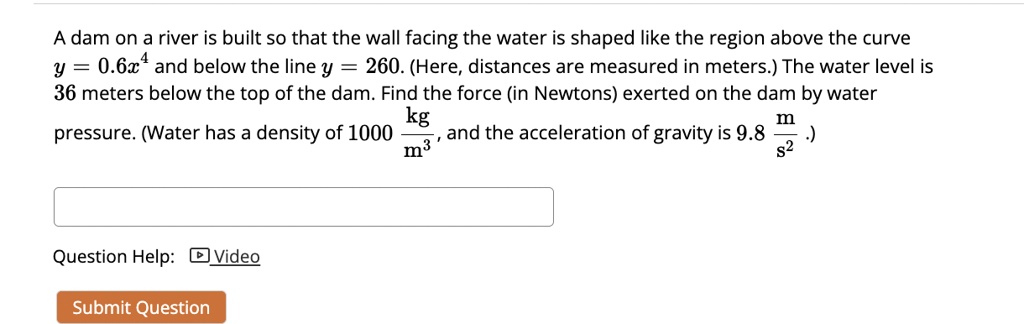 SOLVED: A dam on a river is built so that the wall facing the water is ...