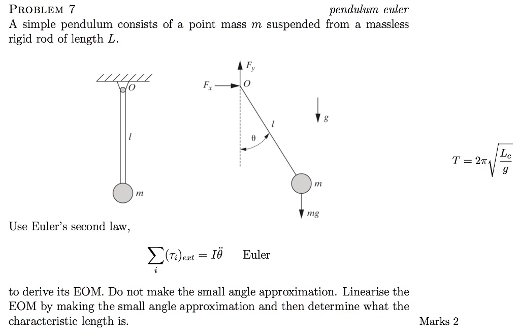 PROBLEM 7 pendulum euler A simple pendulum consists of a point mass m suspended from a massless ...