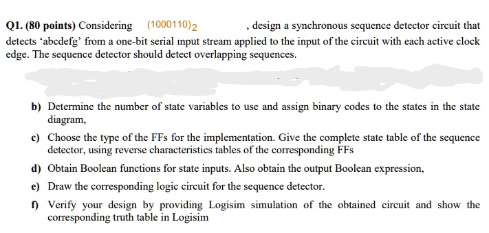 Solved Q1 80 Points Considering 1000110 2 Design A Synchronous