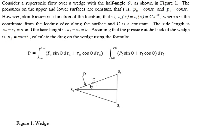 SOLVED: Consider a supersonic flow over a wedge with the half-angle Î ...