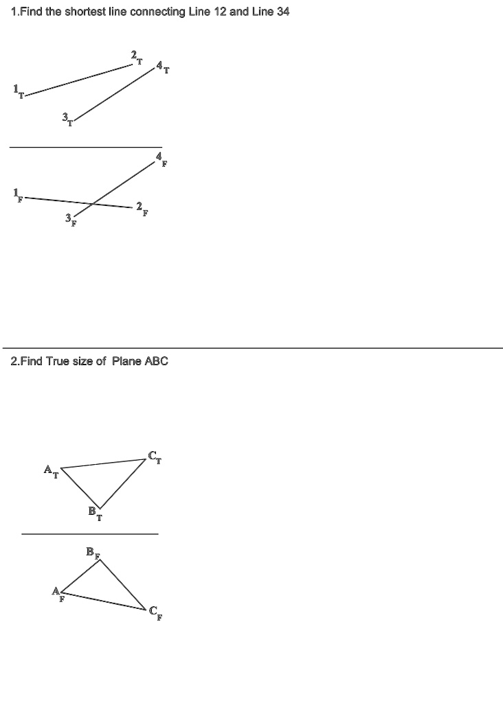SOLVED: 1. Find the shortest line connecting Line 12 and Line 34. 2 ...