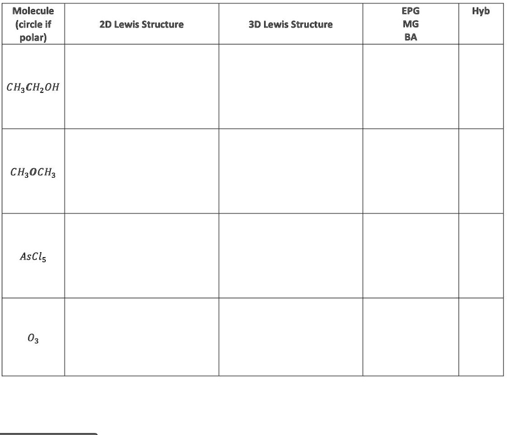 Solved Draw The 2d And The 3d Lewis Structure For Each Molecule You