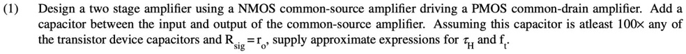 SOLVED: Text: Ratings - NMOS high-frequency common source configuration ...