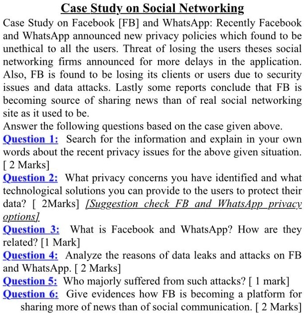 Case Study on Social Networking Case Study on Facebook [FB] and ...