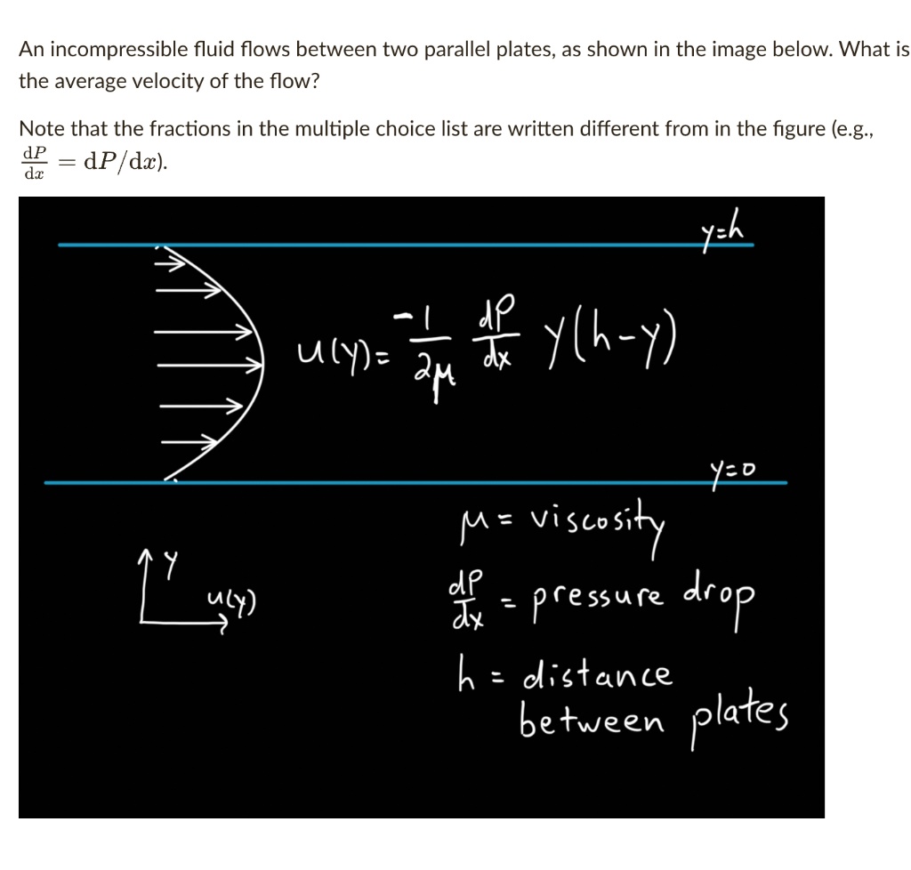 SOLVED: An incompressible fluid flows between two parallel plates, as ...