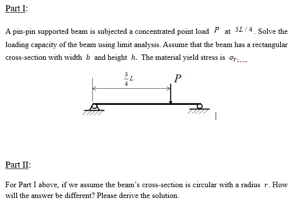SOLVED: Part I: A pin-pin supported beam is subjected to a concentrated ...