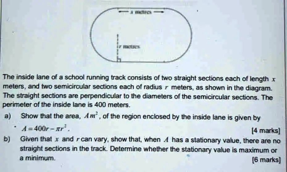 metres The inside lane of a school running track consists of two ...
