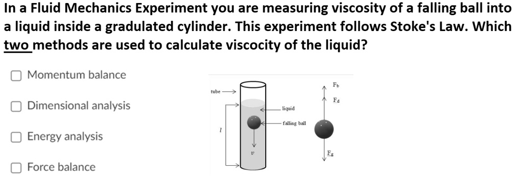 SOLVED: In a Fluid Mechanics Experiment you are measuring viscosity of ...