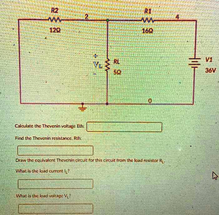 SOLVED: R2 162 120 V1 36V VL MM Calculate the Theveninvoltage Eth Find ...